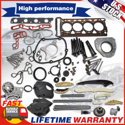 Engine Timing Chain & Cover Kit For Audi VW 1.8L 2.0L TFSI Jetta A4 ...