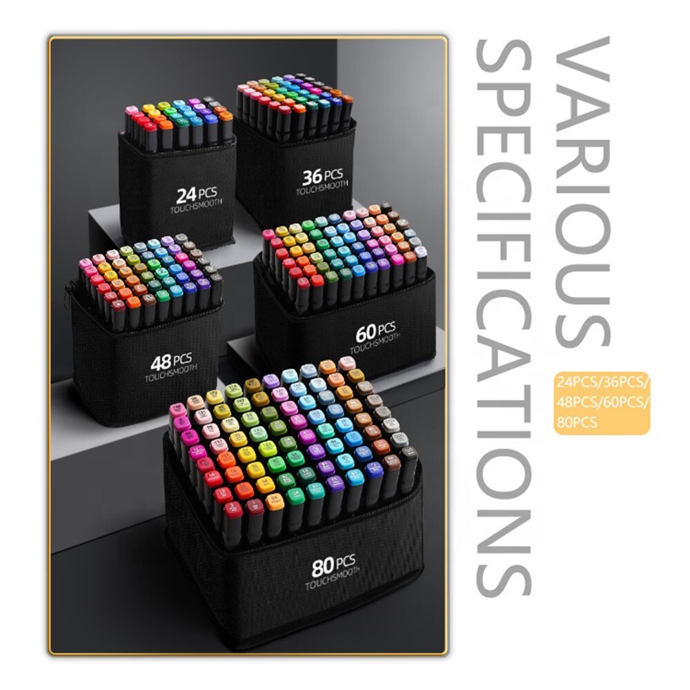 120/ 168/262 color permanent art marker sets, dual tips, for sketching ...