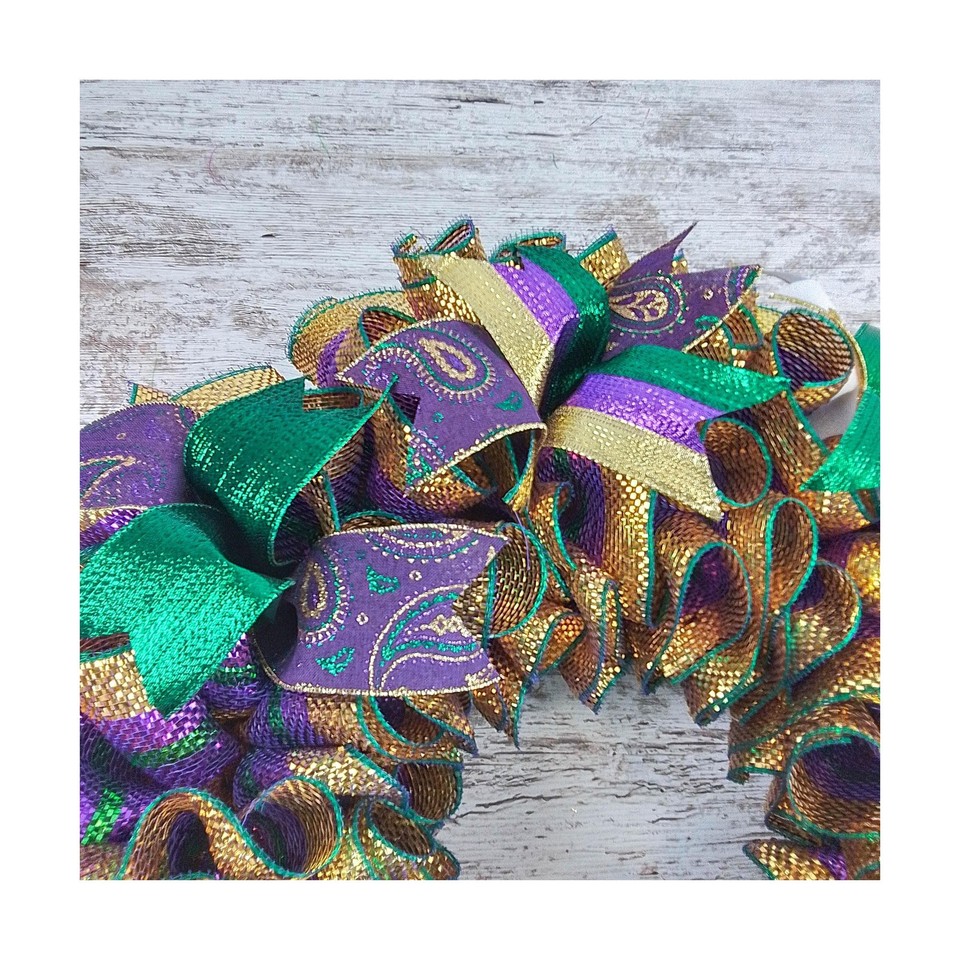Mardi Gras Wreath - Fat Tuesday Mesh Front Door Wreath - Purple Emerald ...