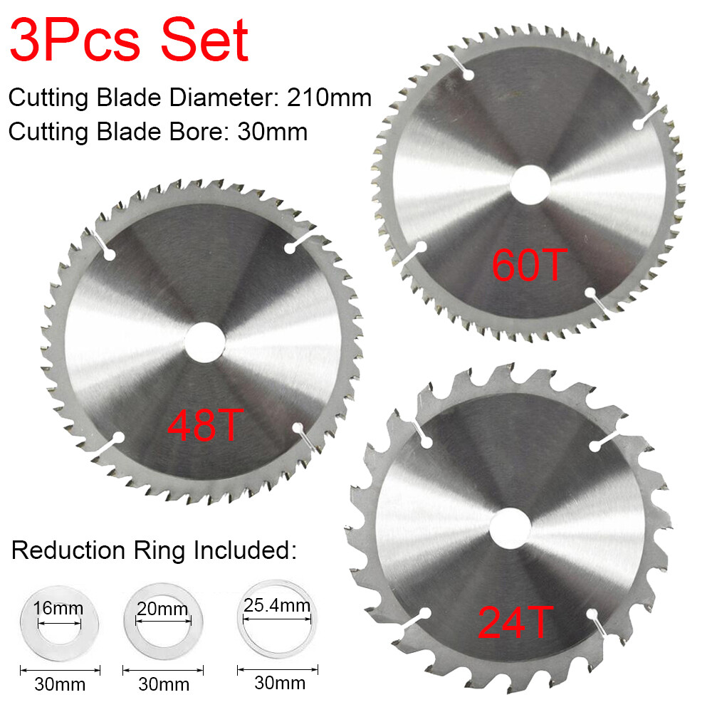 AU 3PCS Circular Saw Disc Blade 210mm 24T 48T 60T Teeth 30MM BORE ...