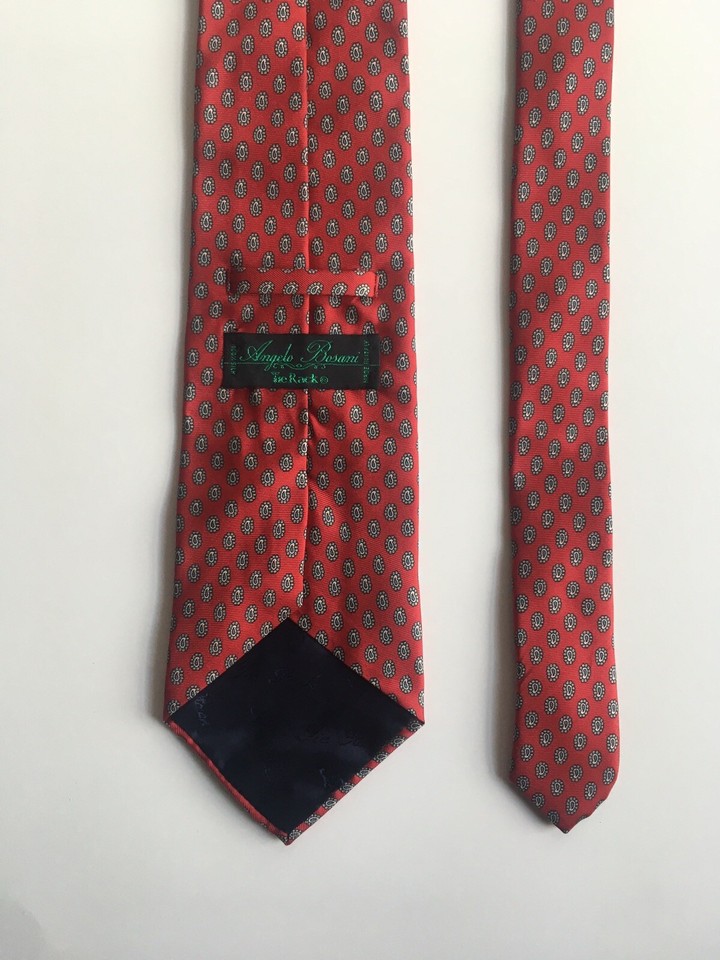 angelo bosani tie red silver blue paisley 100% silk italy necktie W 4 ...