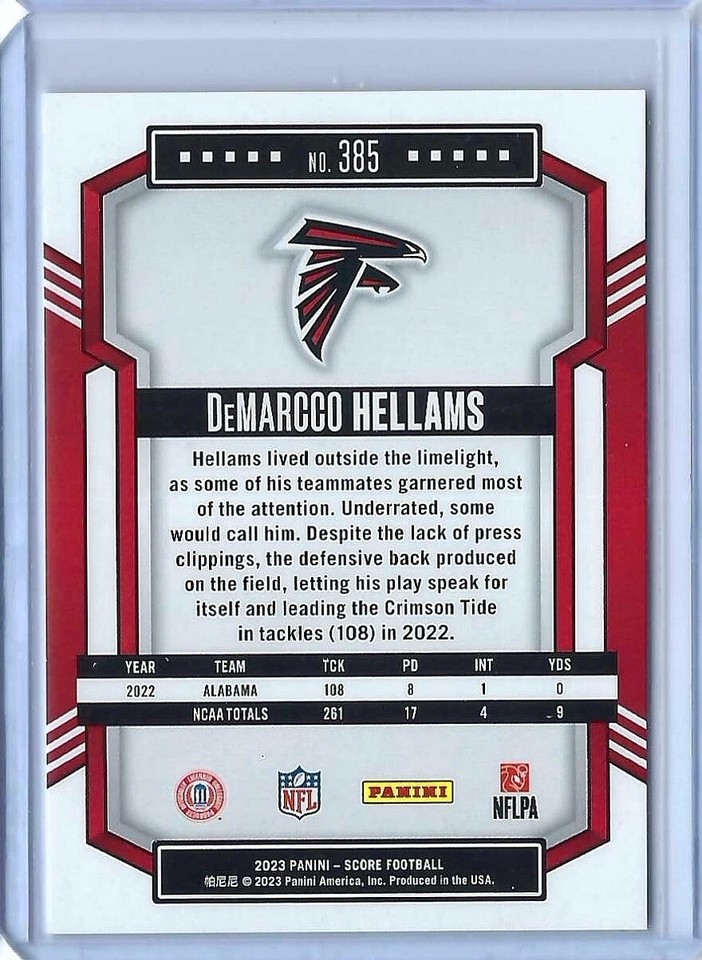 2023 Score DeMarcco Hellams RC #385 Atlanta Falcons A509 | eBay