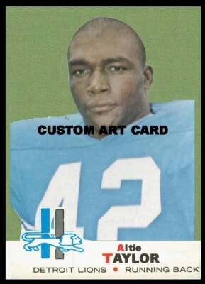 Altie Taylor Detroit Lions 1969 Custom Made Football Art Card | eBay