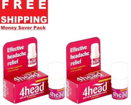 4HEAD HEADACHE & MIGRAINE RELIEF STICK 3.6G - 2 PACK | eBay