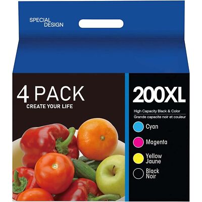 4Pc 200XL Ink compatible for Epson 200XL Expression Home XP-310 400 410 ...