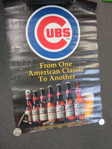 1998 Budweiser Chicago Cubs Poster "From One American Classic" 19 x 27 ...