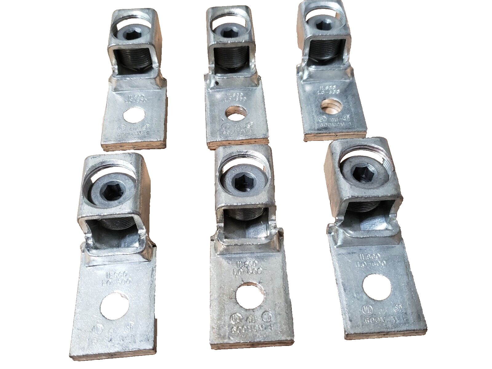 (QTY:6) ILSCO LO-600 / LO600 COPPER MECHANICAL LUG 600MCM-1 BOLT 3/8 ...