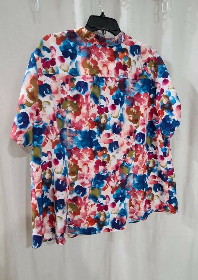 Laura Scott Woman Floral Button Up Top Blouse Plus Size 20/22W | eBay