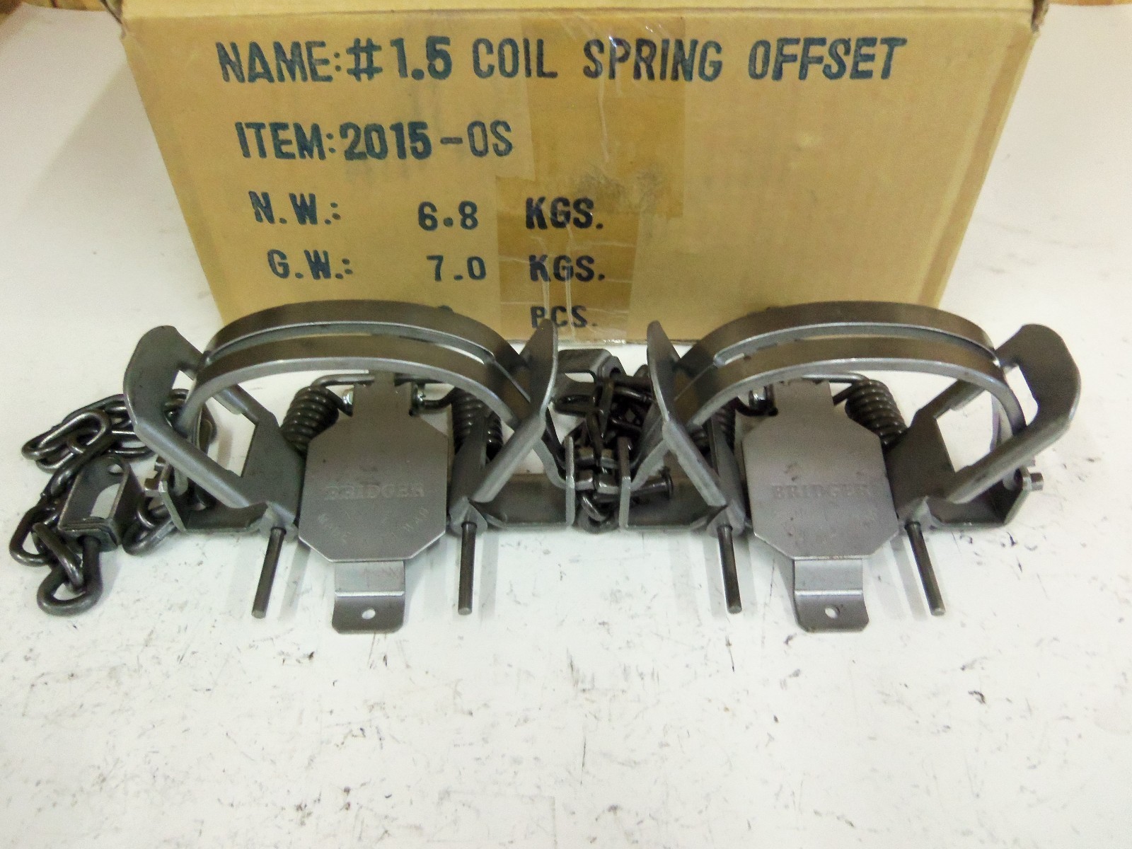 2 Bridger #1.5 Offset Coil Spring Traps Muskrat Fisher Fox Raccoon ...