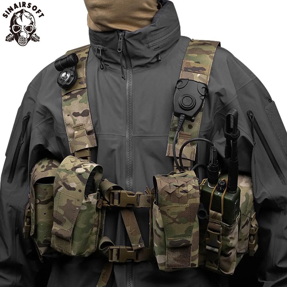 Tactical SS Style Chest Rig 34 Slots Split Chassis H-harness Vest MOLLE ...