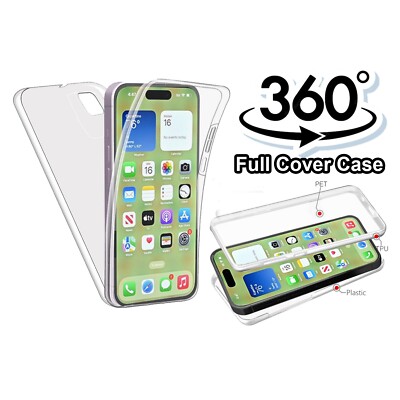 For Apple iPhone 15 Full 360 Protection Front Back Clear Phone Case ...