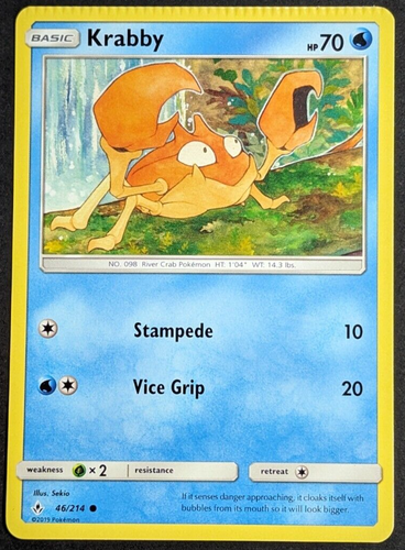 Krabby Crimped Error NM 46/214 Unbroken Bonds Pokemon Card | eBay