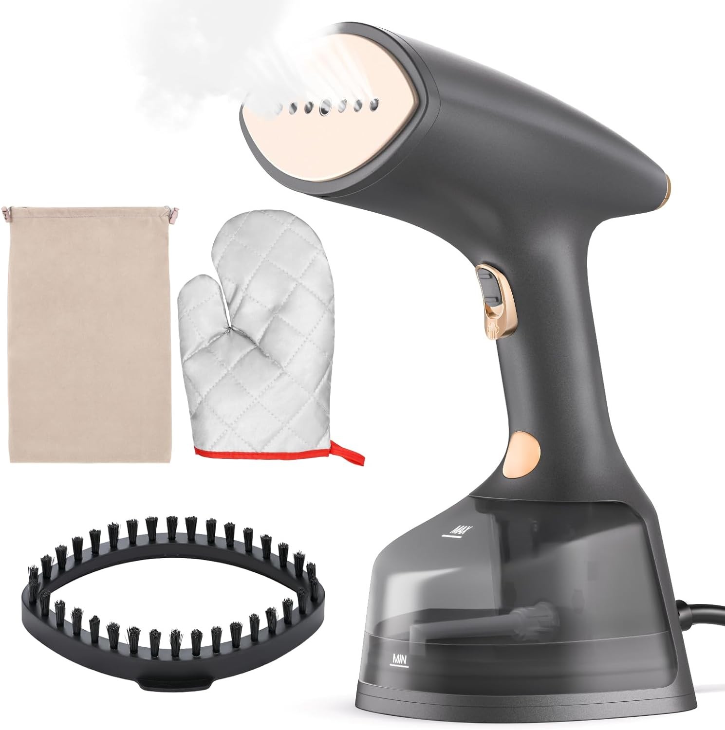 E16 High Power Handheld Garment Steamer LED Touch 1800W Gray Gold ...