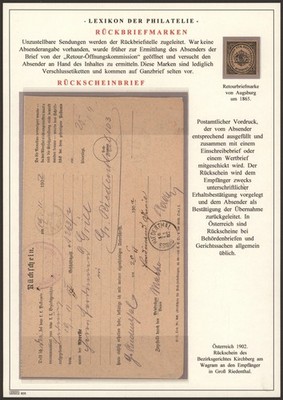 Austria 1865–1902 return and acknowledgment of receipt letters A831 | eBay