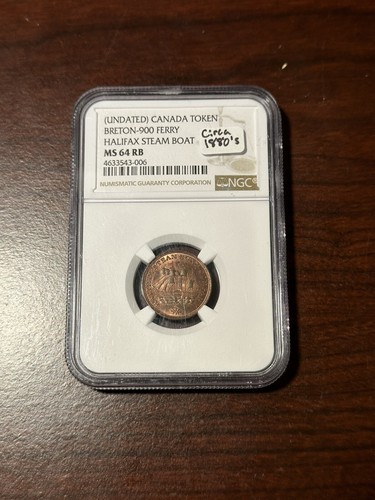 Canada Halifax Steam Boat Token Circa 1880’s Breton-900 Ferry NGC ...