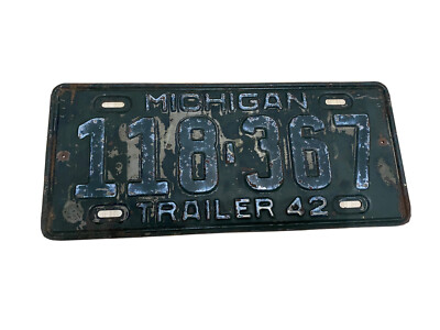 1942 michigan trailer license plate | eBay
