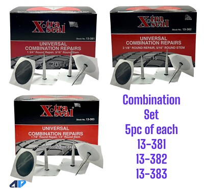 XtraSeal Universal Tire Patch Plug Repair Combo Set 1-3/4”, 1-7/8”, 2-1 ...
