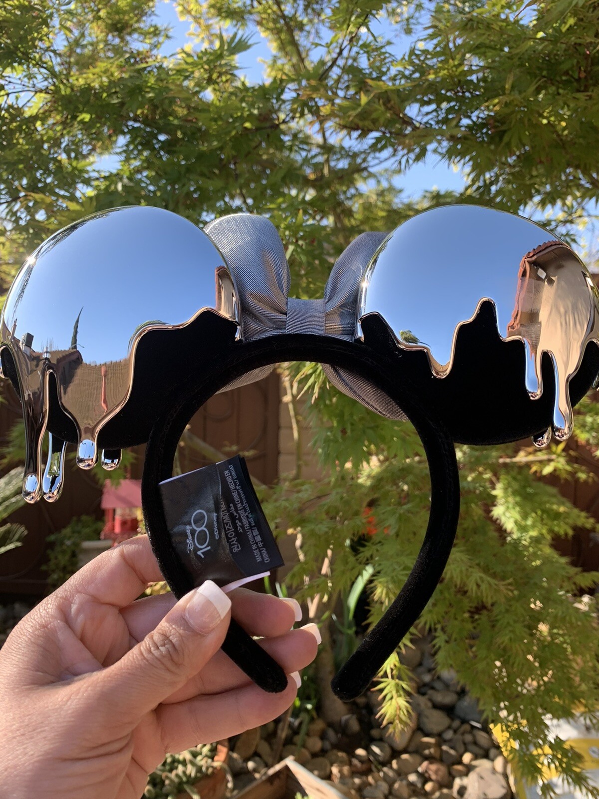 Disney 100th Anniversary Platinum Minnie Mouse Dripping Ear Headband ...