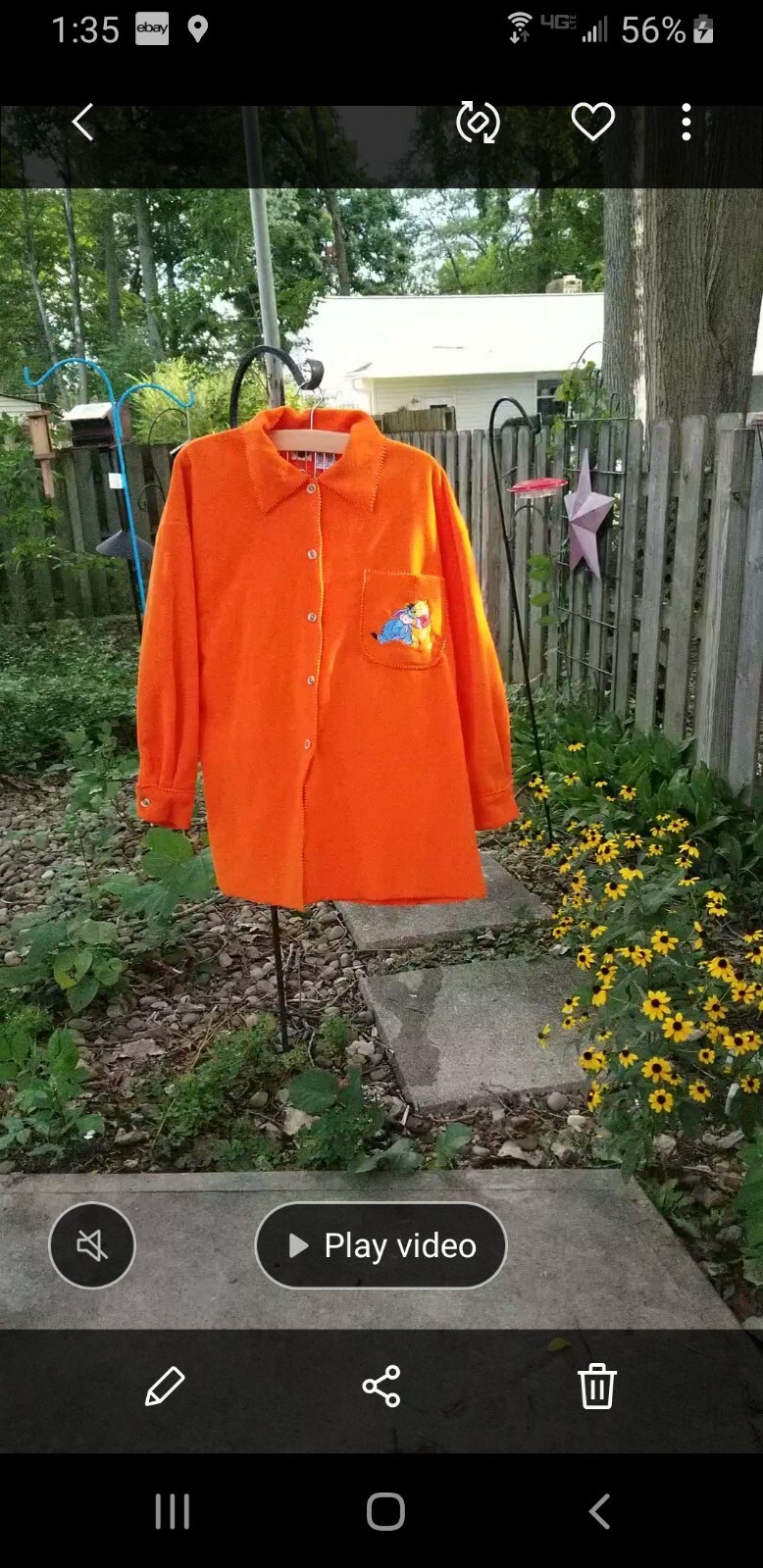 Disney Pooh Eeyore Orange Fleece Shirt Top Size L | eBay