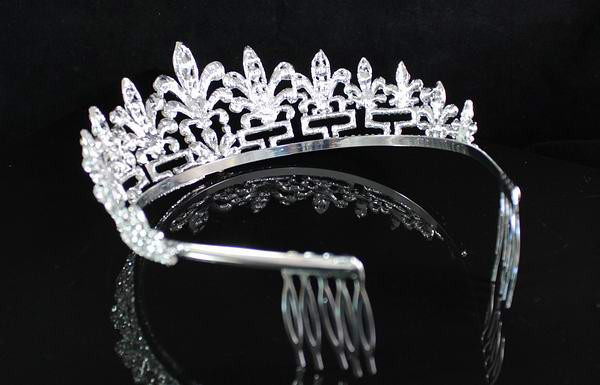 CLASSY AUSTRIAN RHINESTONE CRYSTAL TIARA WITH HAIR COMBS BRIDAL PAGEANT ...
