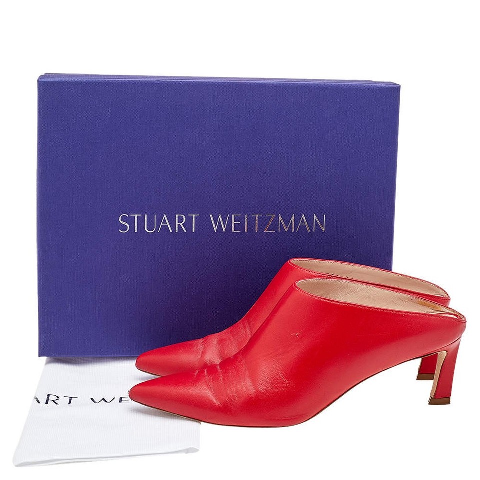 Stuart Weitzman Red Leather Lulah Mule Sandals Size 38 | eBay