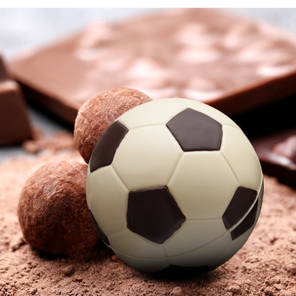 2 Pcs 3D Football Shape Plastic Chocolate Candy Molds for Cake Baking ...