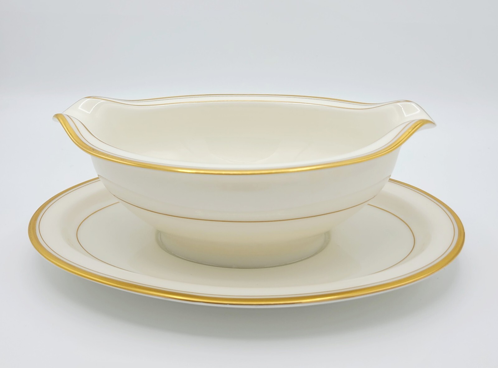 Vintage Noritake Ivory China "Linton" Gravy Boat w/ Attached Underplate ...