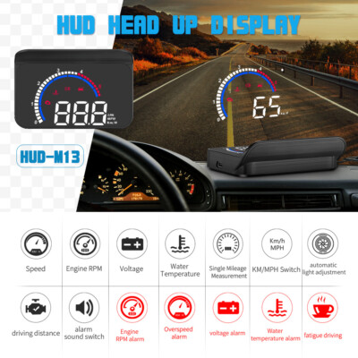 3.5" Car Speedometer HUD Head Up Display OBD2 Overspeed MPH STM32 ...