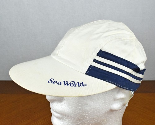 Vintage 1989 White Sea World Stretch Fit Elastic Band Boating Baseball ...