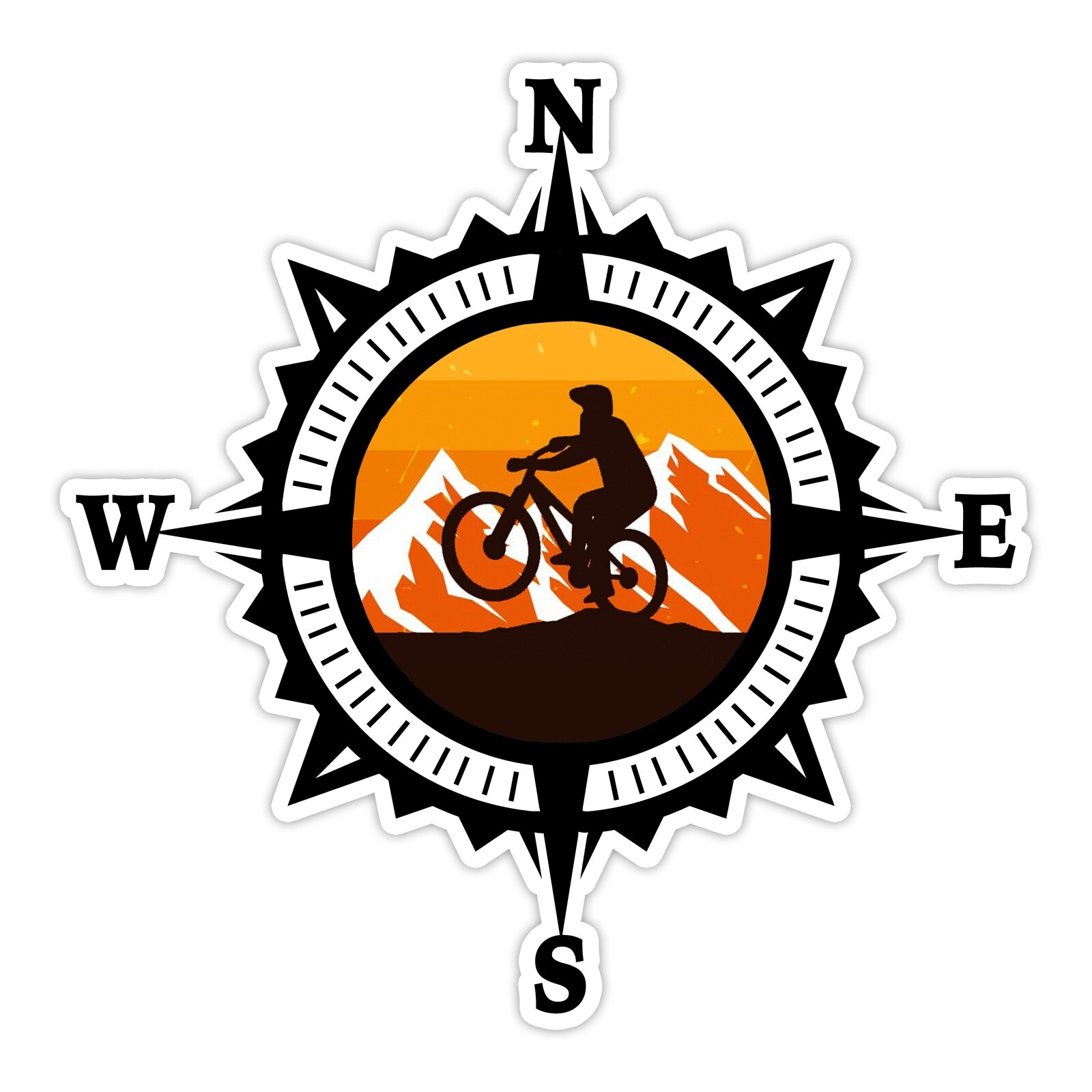 Compass Mountain Bike Biking Decal - Sticker for SUV Car Truck Bumper ...