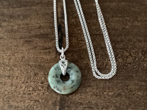 RJ 925 Sterling Silver Green Gemstone Pendant Necklace 18” | eBay