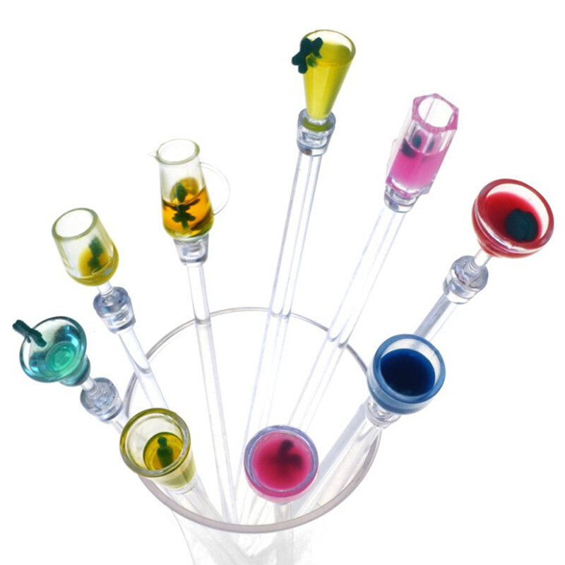 10Pcs 23cm Stirring Acrylic Kitchen Juice Party Cocktail Drink Mixer ...