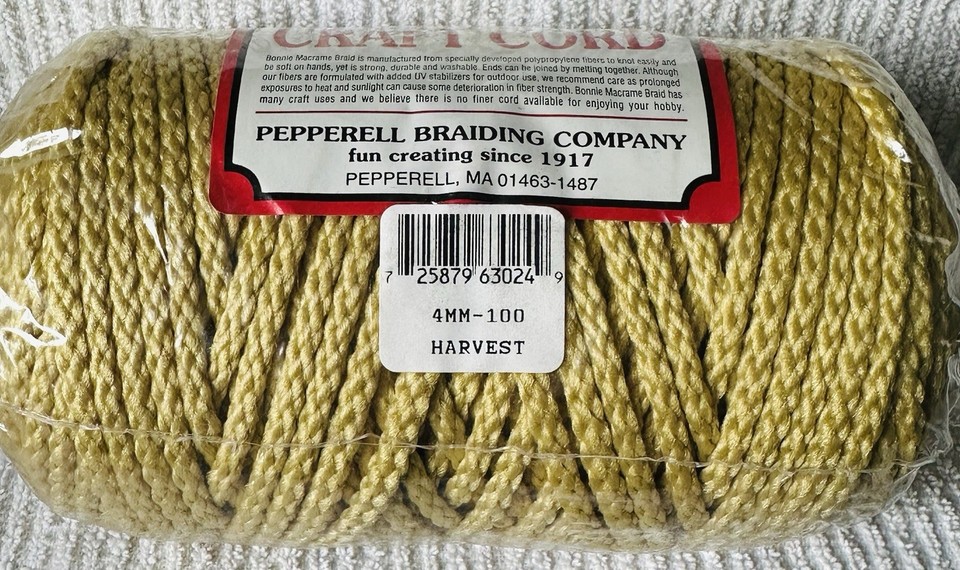 Pepperell Bonnie Macrame Braid Craft Cord 4MM 100 Yards "Harvest ...