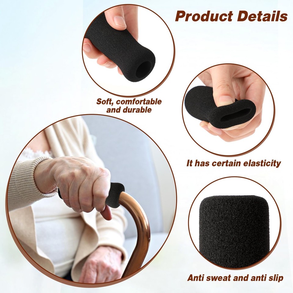 Black Cane Grip Replacement Foam Walking Cane Handle for Offset Grips ...