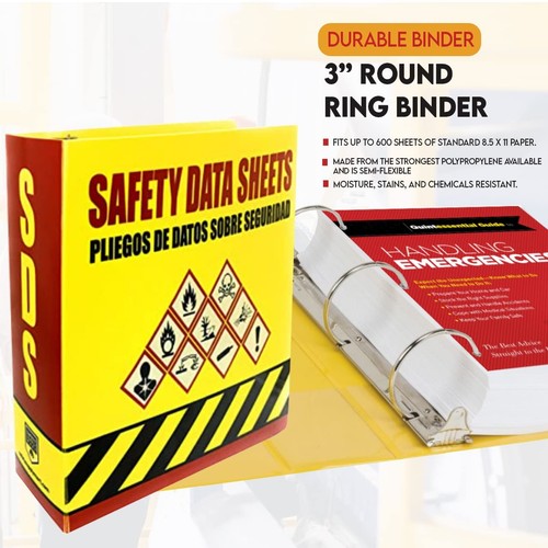 SDS Wall Station Display Rack -Set with 3 Inch Heavy Duty Ring Binder ...