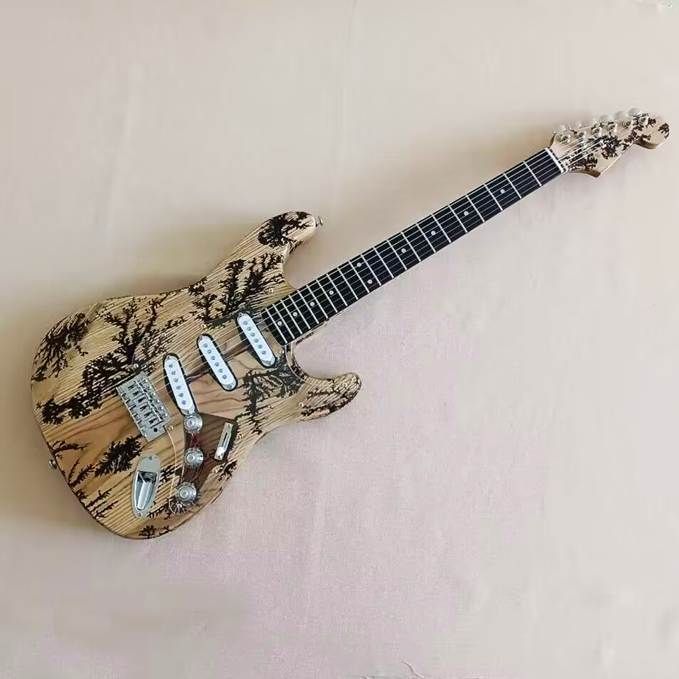 Ash ST Lightning Struck Wood Electric Guitar Rosewood Fretboard Natural ...