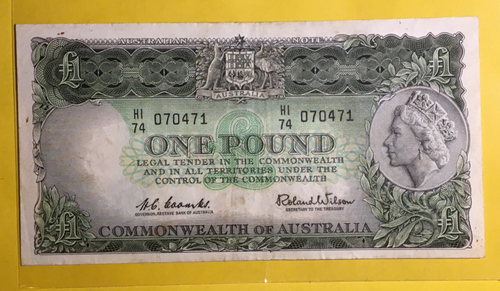 AUSTRALIAN ONE POUND NOTE CIRCULATED, pre decimal Aus banknote, CHECK ...