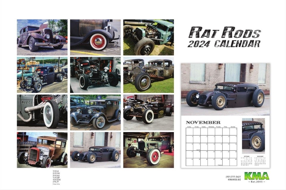 2024 RAT RODS CAR CALENDAR vintage autos rat fink rusty model T gasser ...