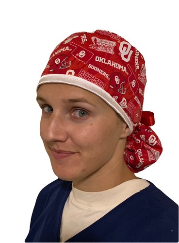 Oklahoma University Medical Hat, Ponytail Nurse Scrub Cap - SATIN LINED ...