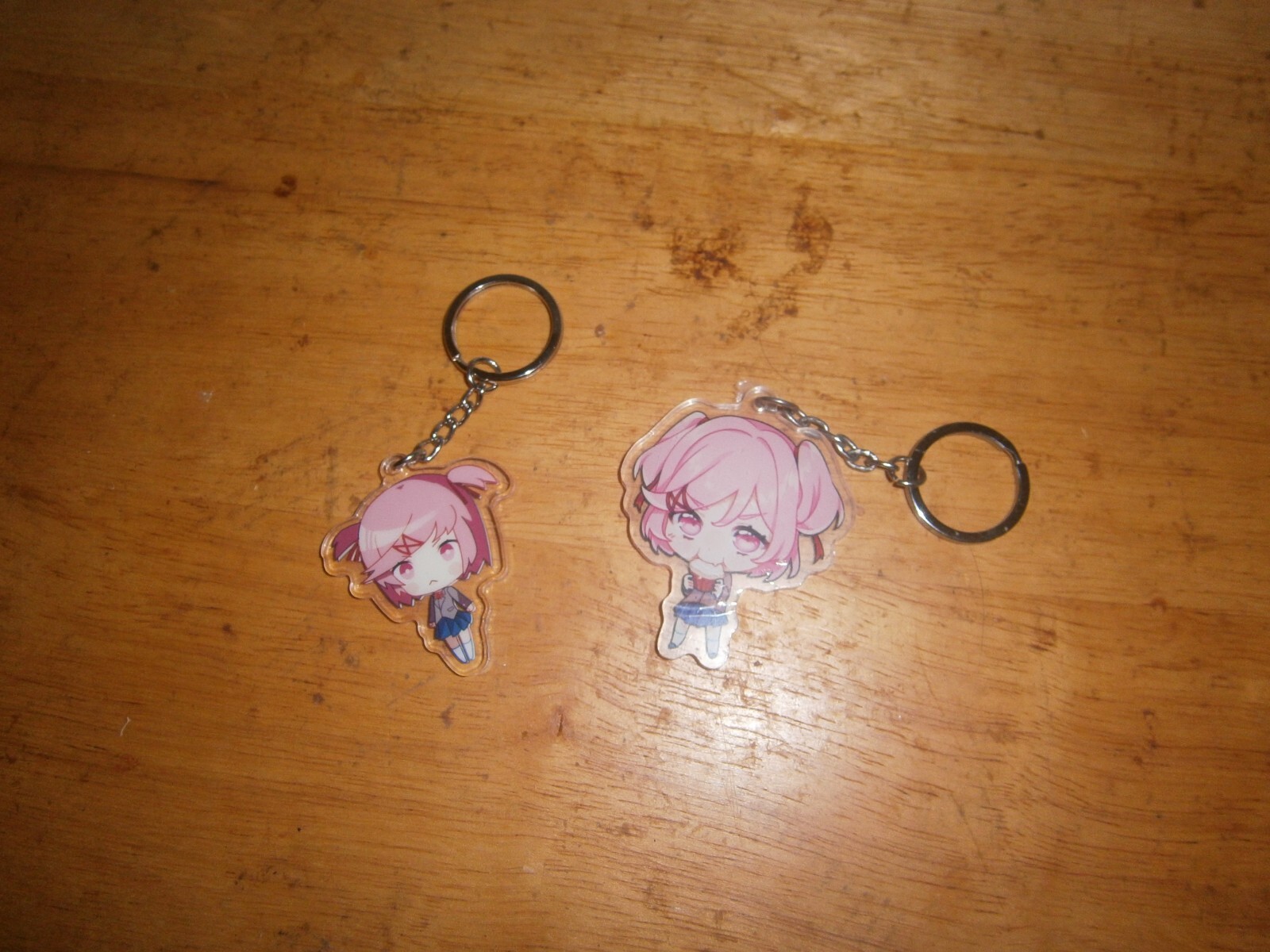 2 DokiDoki Literature Club Natsuki Keychains, one is from Anime Expo ...