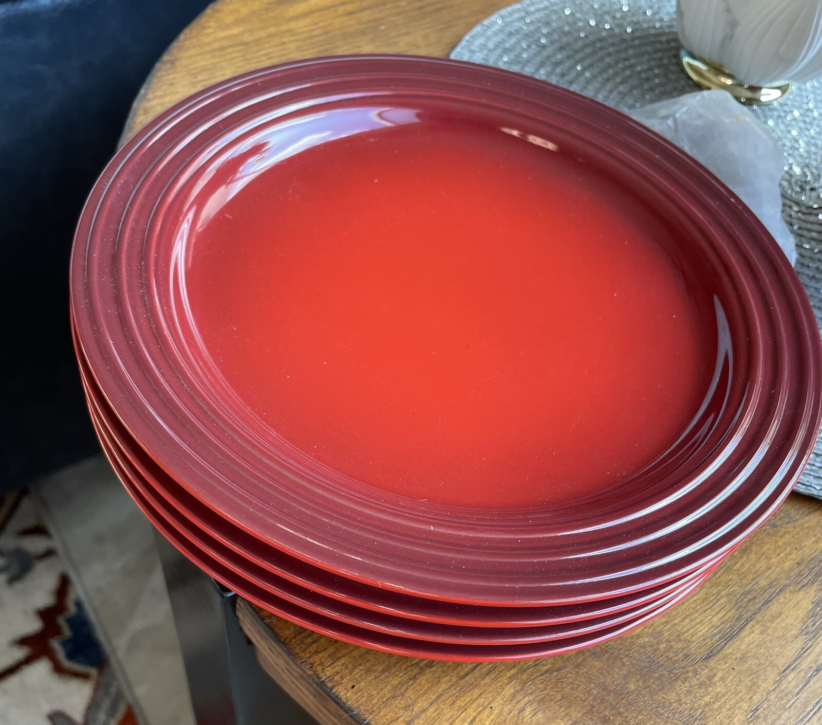 Lot of 4 BRAND NEW Orange Cerise LE CREUSET 8 1/2” PLATES Soup PASTA | eBay