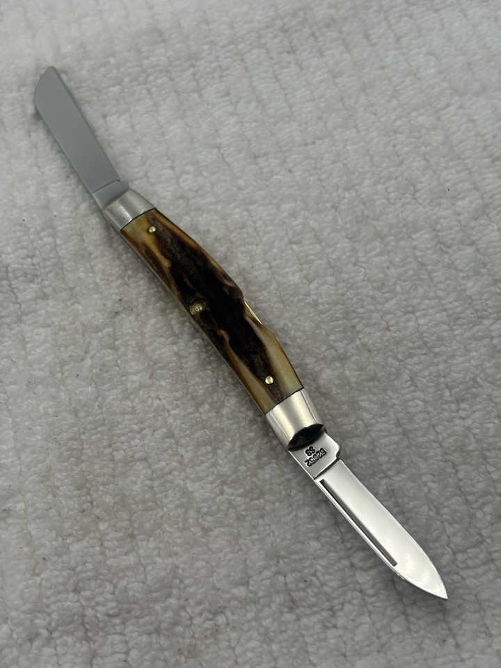 Case XX USA 4 Dot 1993-1999 2 Blade 52052 SS Half Congress Stag Handle ...