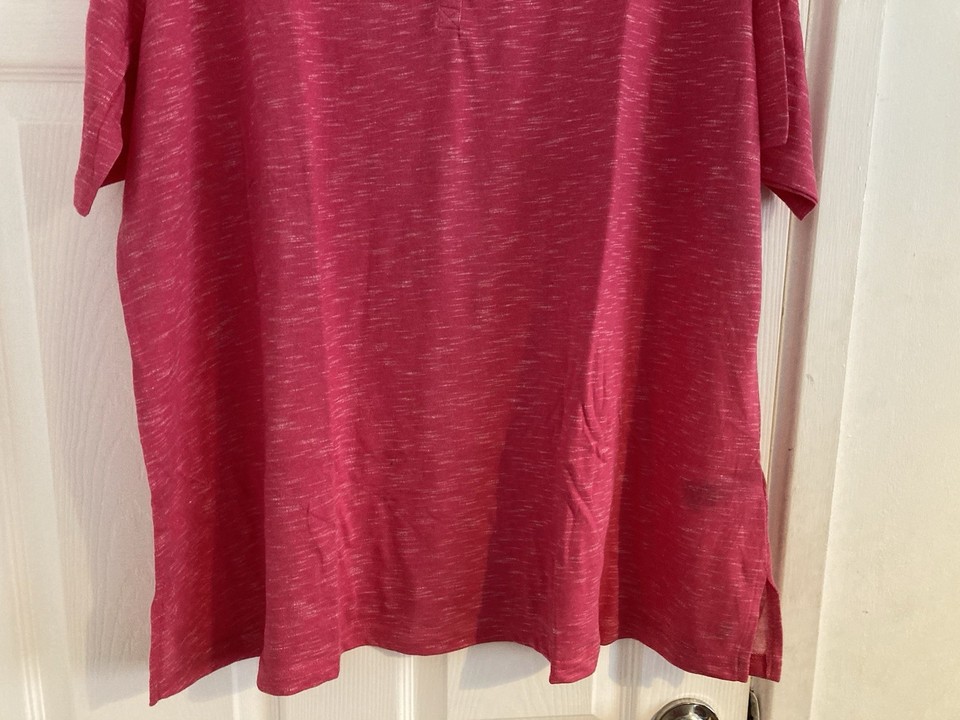 *New* Size 30/32 Pink & White Fleck Short Sleeve Henley Top | eBay UK