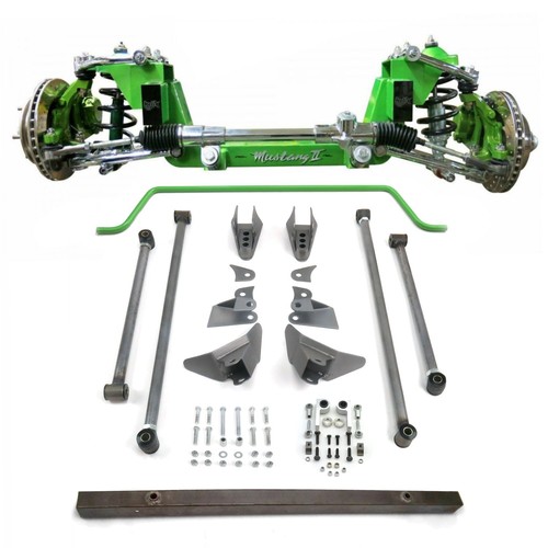 56" Track Mustang II IFS Coilovers 2" Drop Spindle Power Rack Sway Bar ...