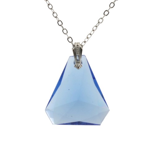 Vintage Czech silver chain necklace Sapphire blue keystone glass ...