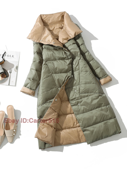 Winter Women 90%White Duck Down Jacket Double Sided Coat Double Breasted Parka | eBay