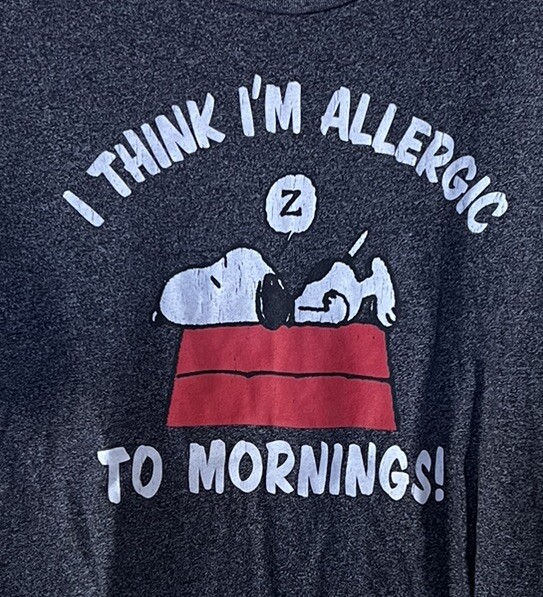 Peanuts Snoopy Think I'm Allergic to Mornings Mens Gr… - Gem