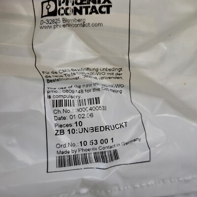 100×Phoenix Contact 1053001 Terminal Block Marker Strip, White ...