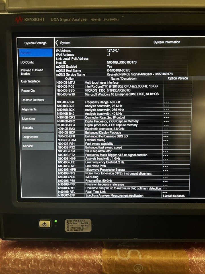 Keysight N9040B, UXA Signal Analyzer, 3Hz- 50GHz, Loaded with Options ...