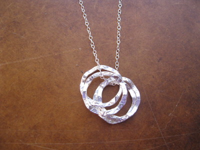 Eternity Circle Necklace Four Wavy Friendship Rings on a Sterling ...